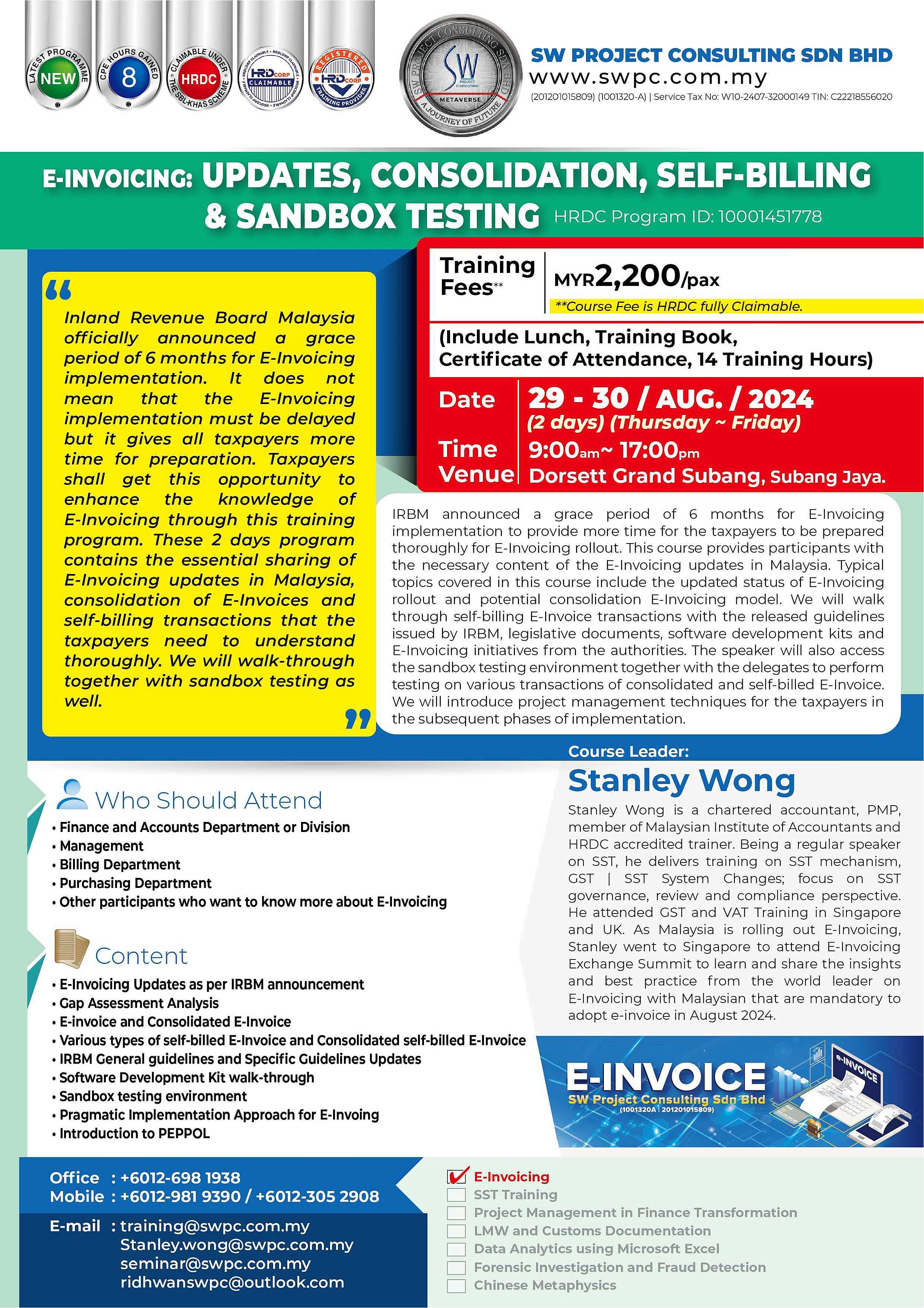 E-Invoicing - SW Project Consulting Sdn Bhd | Stanley Wong